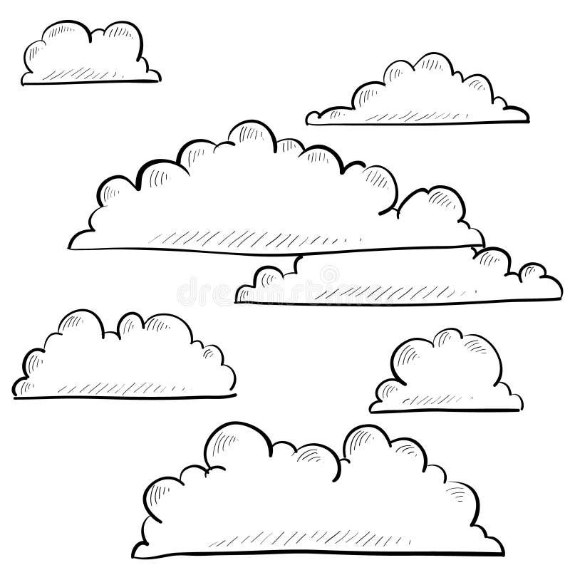 Szkic Chmur Dekoracyjne Elementy Nieba Pogoda Chmury Wektorowe ...