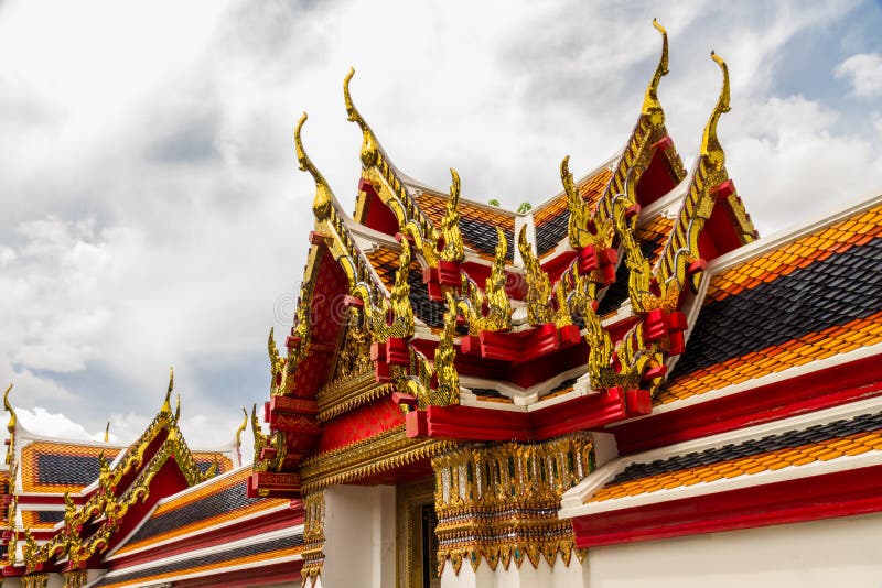 Cho Fa Finials on Buddhist Temple. Stock Photo - Image of ancient ...