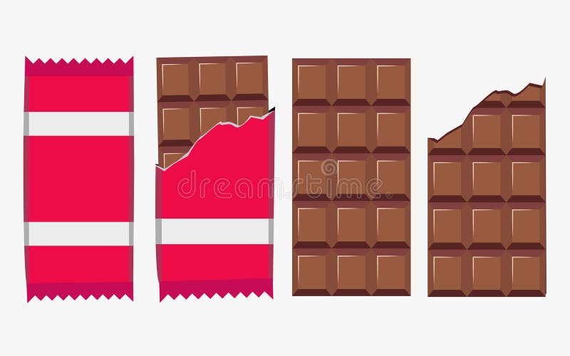 Chocolate Bar with Package and Half Eaten Chocolate Pieces. Milk ...