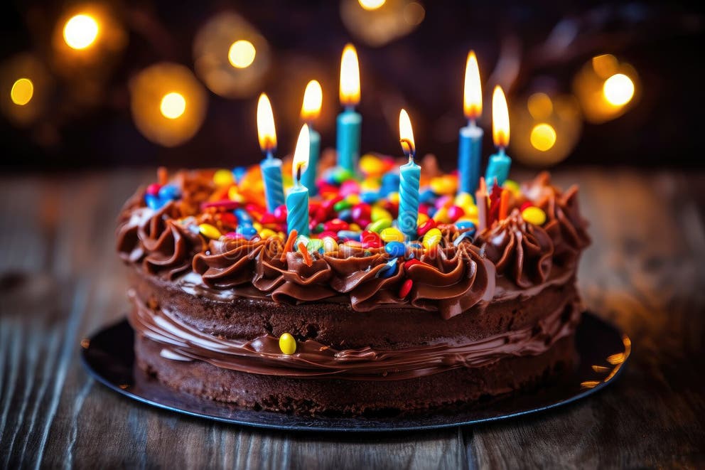 Chocholate Dripping Happy Birthday Cake, Generative AI Stock ...