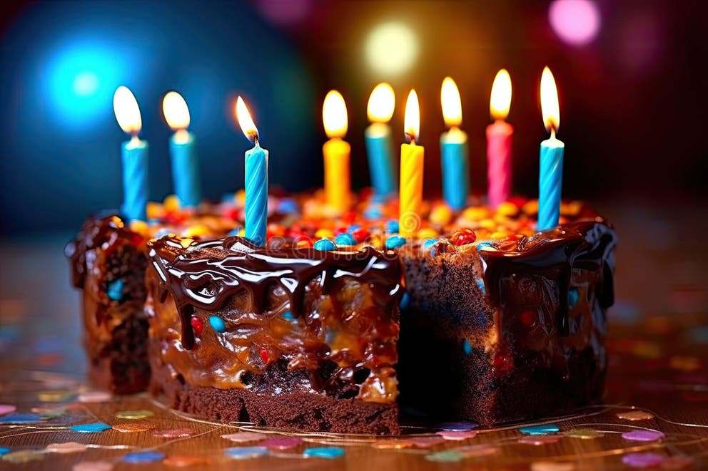 Chocholate Dripping Happy Birthday Cake, Generative AI Stock ...