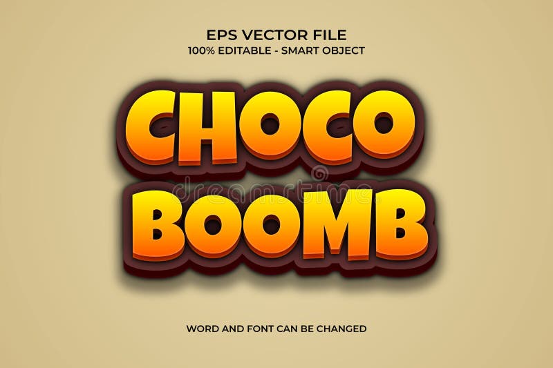 Choco Boomb 3D Editable Text Effect with Brown Gradient Stock Vector ...