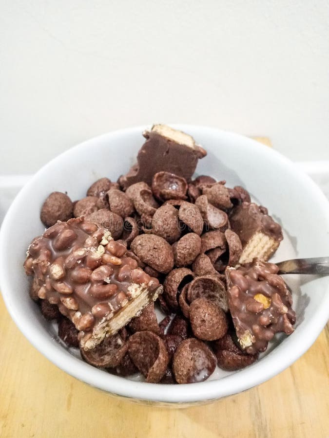Choco Chips with Milk and Chocolate Covered Wafer Stock Photo - Image ...