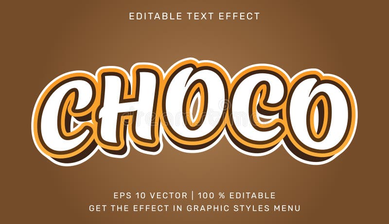 Choco Editable Text Effect in 3d Style Stock Vector - Illustration of ...