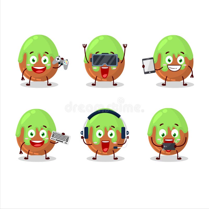 Choco Green Candy Cartoon Character are Playing Games with Various Cute ...