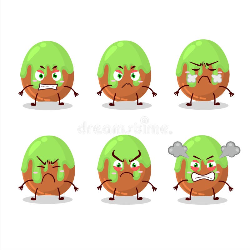 Choco Green Candy Cartoon Character with Various Angry Expressions ...