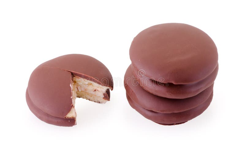 Choco Pie Chocolate Biscuits on White Stock Image - Image of biscuit ...