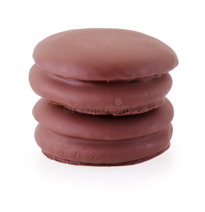 Choco Pie Chocolate Biscuits on White Stock Image - Image of sweet ...