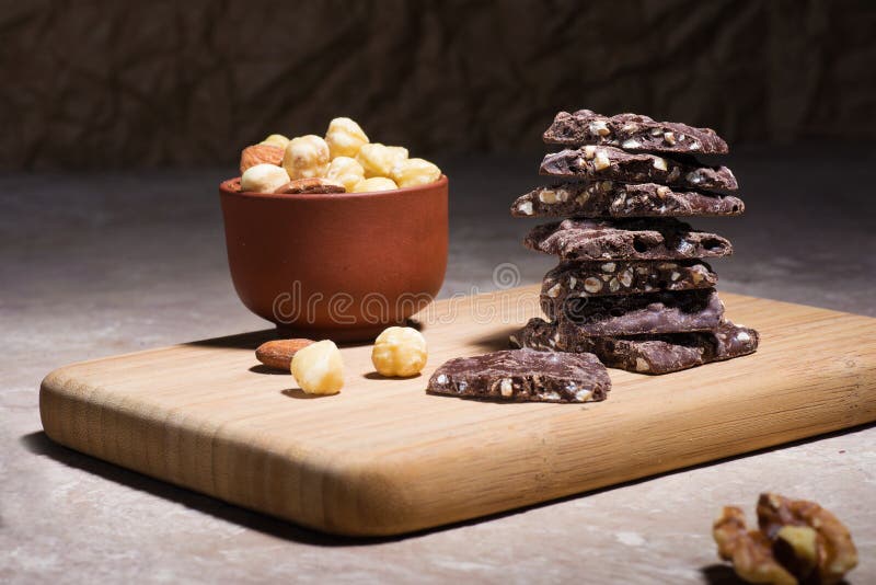 Chocolade with Nuts and Hazelnuts Close-up Stock Image - Image of ...