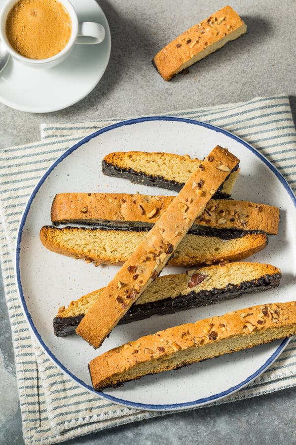 Chocolate and Almond Biscotti Pastry Stock Image - Image of cuisine ...