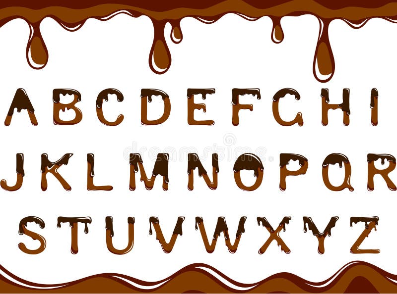 Vector Chocolate Letterhead Alphabet. Shiny, Glazed Letters Set Stock ...