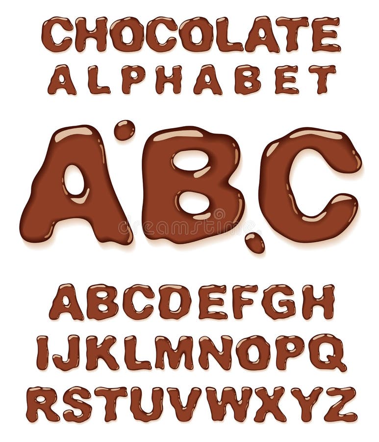 Vector Chocolate Letterhead Alphabet. Shiny, Glazed Letters Set Stock ...