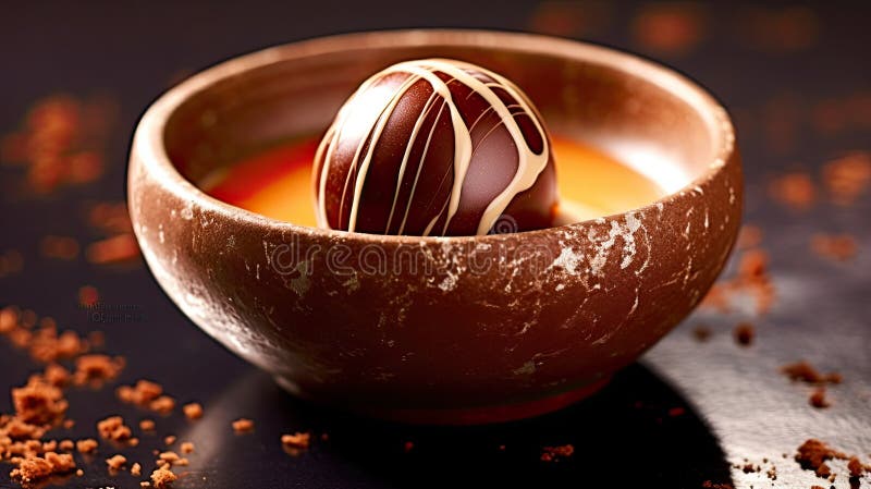 A Chocolate Ball in a Bowl of Liquid Stock Illustration - Illustration ...