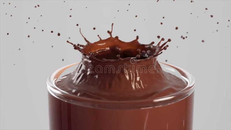 Chocolate Ball Falling into Chocolate Liquid. Chocolate Splashing 3d ...