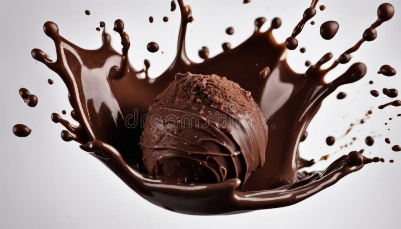 A Chocolate Ball is Falling into a Pool of Chocolate Stock Illustration ...