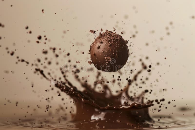 Chocolate Ball Falling and Splashing into Molten Chocolate Stock Image ...