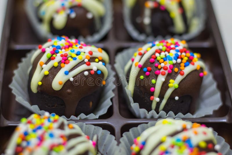 Chocolate Balls in the Box. Stock Image - Image of cream, paint: 76033279