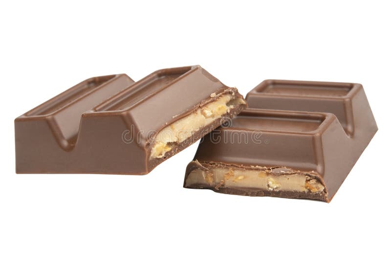 Chocolate Bar Blocks Pieces Isolated on the White. Clipping Path Stock ...