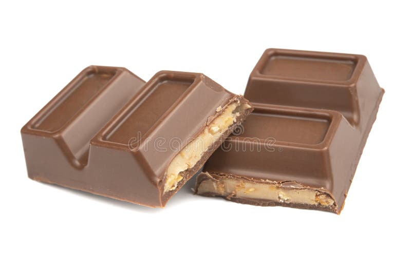 Chocolate Bar Blocks Pieces Isolated on the White. Clipping Path Stock ...