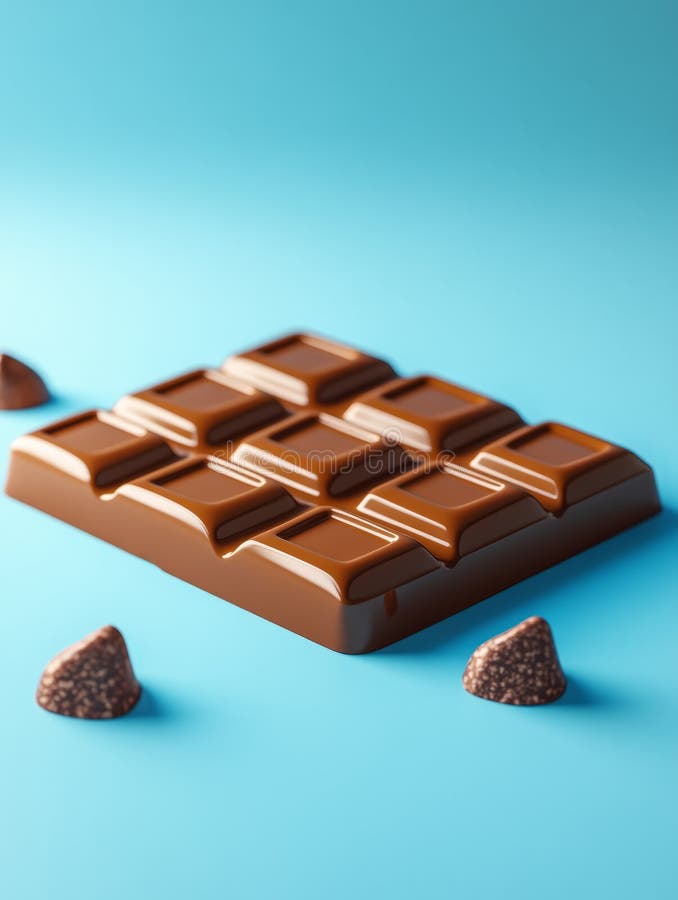 Chocolate Bar on Blue Background with Chocolate Pieces. Stock Image ...