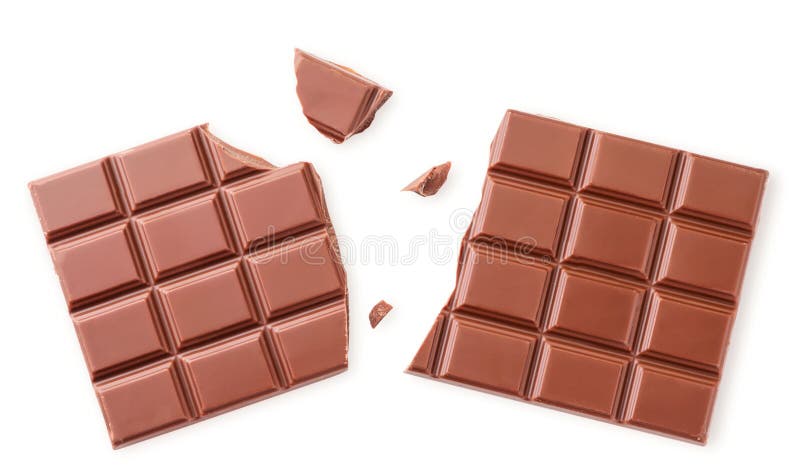 Chocolate Bar Broken in Half on a White Background Isolated. the View ...