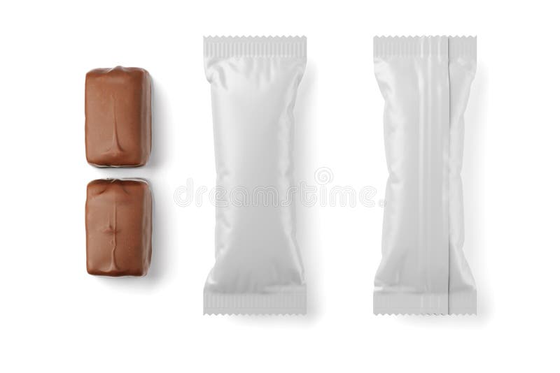 Chocolate Bar or Candy and Clean Package Isolated on White. 3D ...