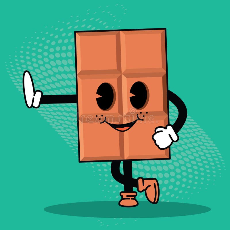 Chocolate Bar Cartoon Character with Friendly Expression, Vector Stock ...