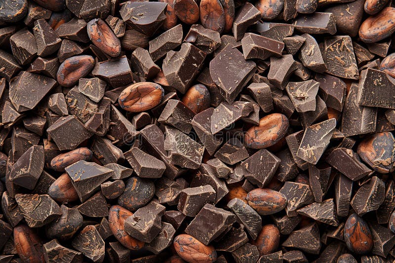 Chocolate Bar Chunks and Pieces on Chocolate Background Stock Photo ...