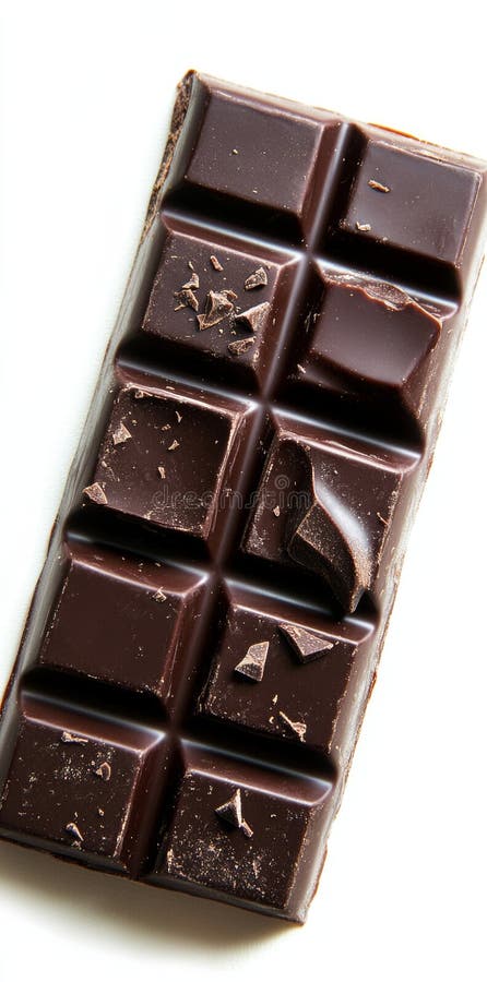 Chocolate Bar Close-up with a Small Piece Broken Off, Revealing the ...
