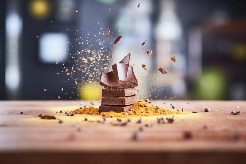 Chocolate Bar with Cocoa Powder Dusting on Top Stock Image - Image of ...