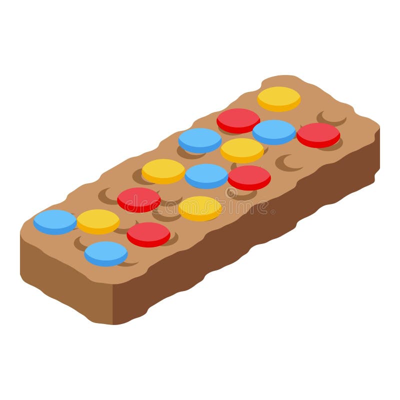 Chocolate Bar with Colorful Button Shaped Candy Pieces Isometric View ...
