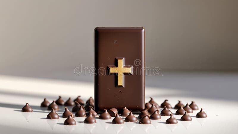 A Chocolate Bar with a Cross on it is Surrounded by Chocolate Chips ...