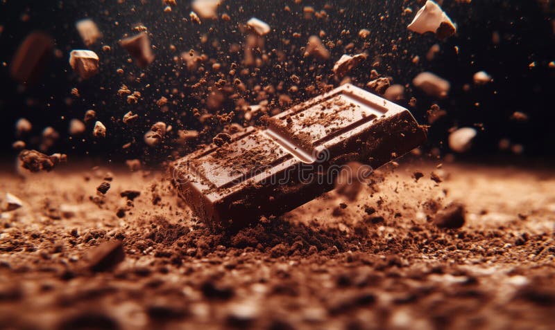 Chocolate Bar Exploding Cocoa Powder Flying Pieces Stock Photos - Free ...
