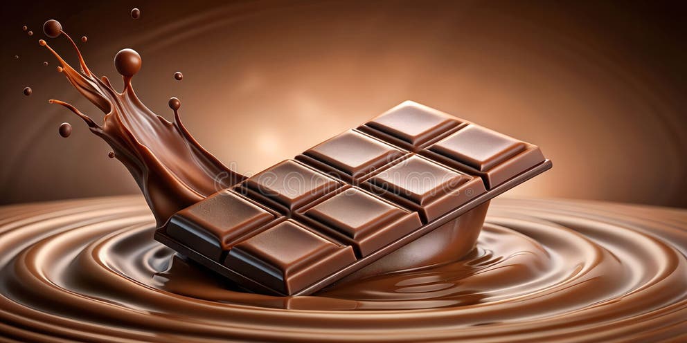 Chocolate Bar is Falling into a Pool of Chocolate. Pile Chocolate ...