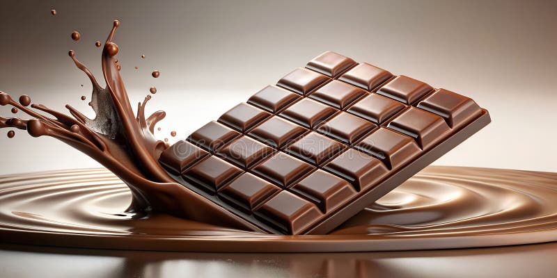 Chocolate Bar is Falling into a Pool of Chocolate. Pile Chocolate ...
