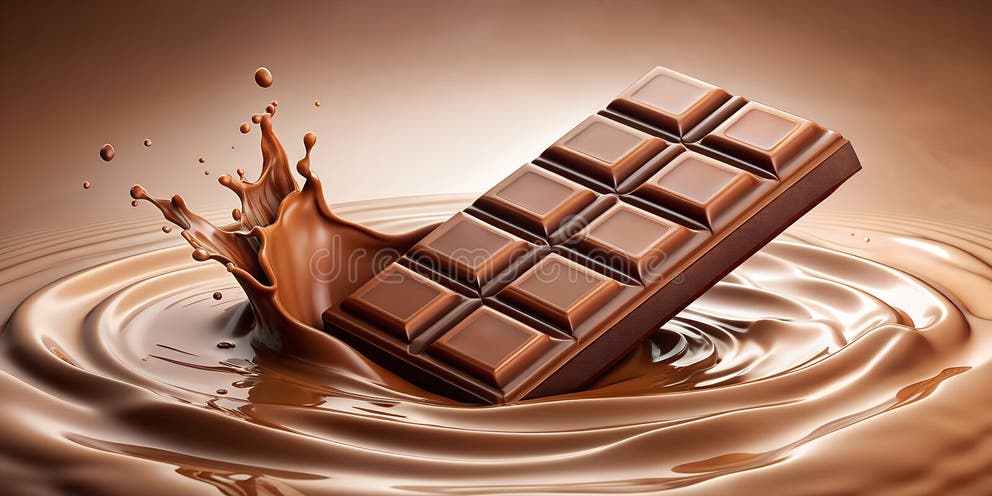 Chocolate Bar is Falling into a Pool of Chocolate. Pile Chocolate ...