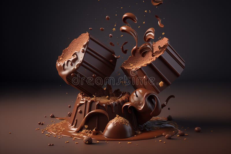 The Chocolate Bar is Falling and Splashing Around.AI Generated Stock ...