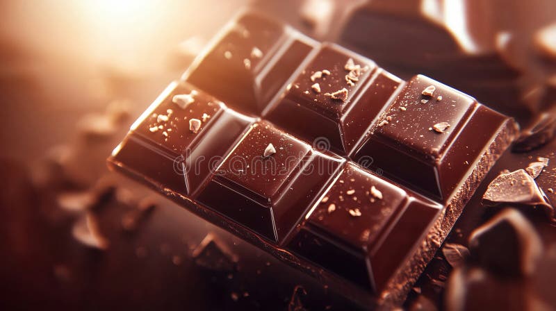 Chocolate Bar Floating Over Melted Chocolate Chunks Stock Illustration ...