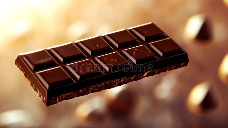 Chocolate Bar Floating in Zero Gravity with Blurred Background Stock ...