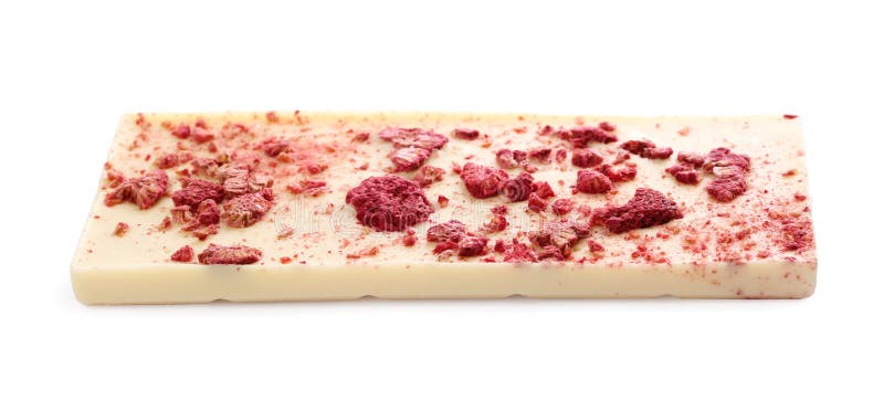 Chocolate Bar with Freeze Dried Raspberries Isolated on White Stock ...