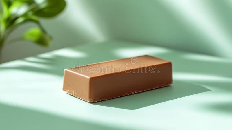 Chocolate Bar on Green Surface with Plant Shadow. Stock Image - Image ...
