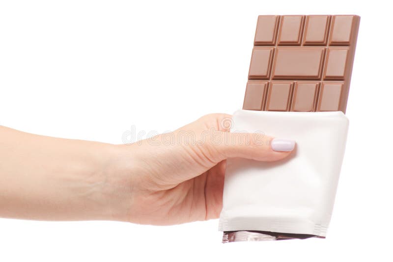 Chocolate bar in hand stock photo. Image of pure, brown - 105055442