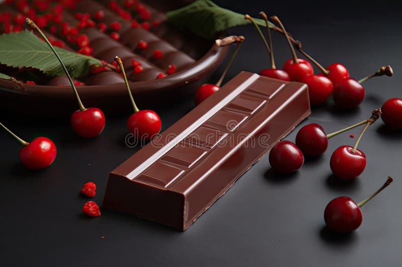 Chocolate Bar with Luscious Red Cherry Accent on Wrapper Stock ...