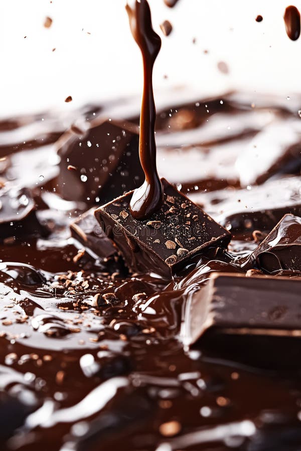 Chocolate Bar is Melting in a Pool of Chocolate Stock Image - Image of ...