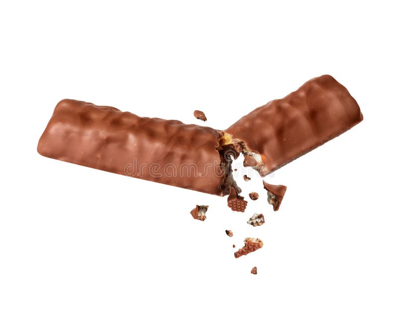 Chocolate Bar with Nuts Crushed into Two Halves in the Air Stock Image ...
