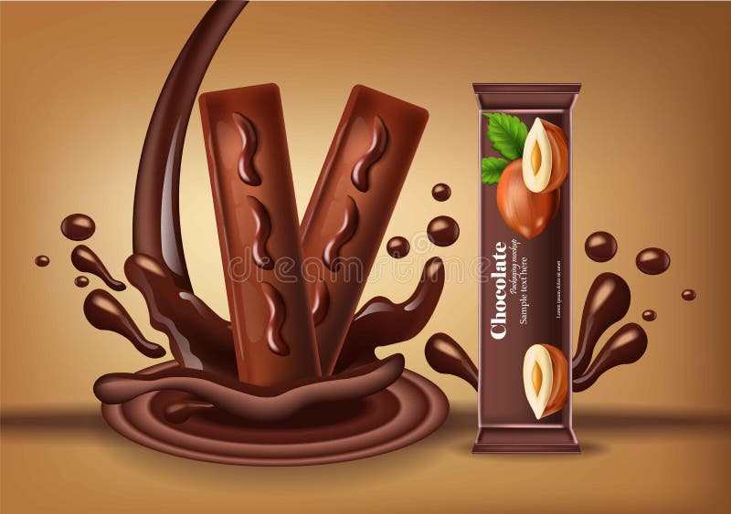 Chocolate Bar with Nuts Vector Realistic. Product Packaging Label ...
