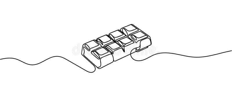 Chocolate Bar One Continuous Line Drawing. Unfolded Chocolate Minimal ...
