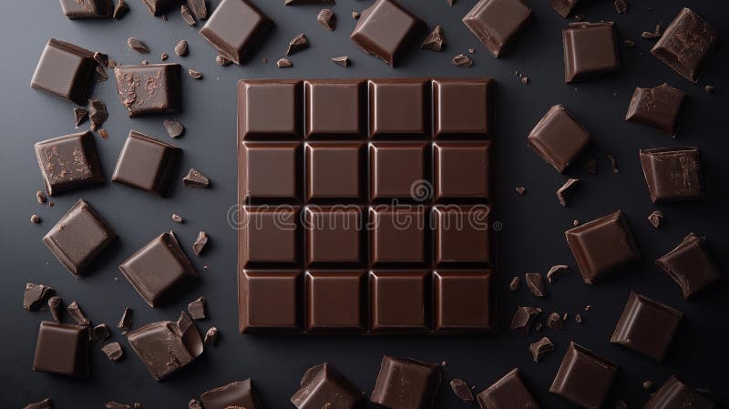 Chocolate Bar with One Missing Square Surrounded by Unbroken Pieces on ...