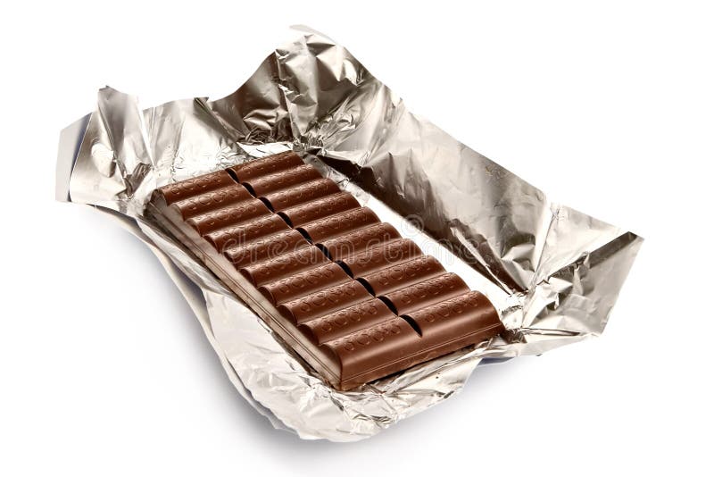 Chocolate Bar In The Opened Packing Isolated Stock Photo - Image of ...