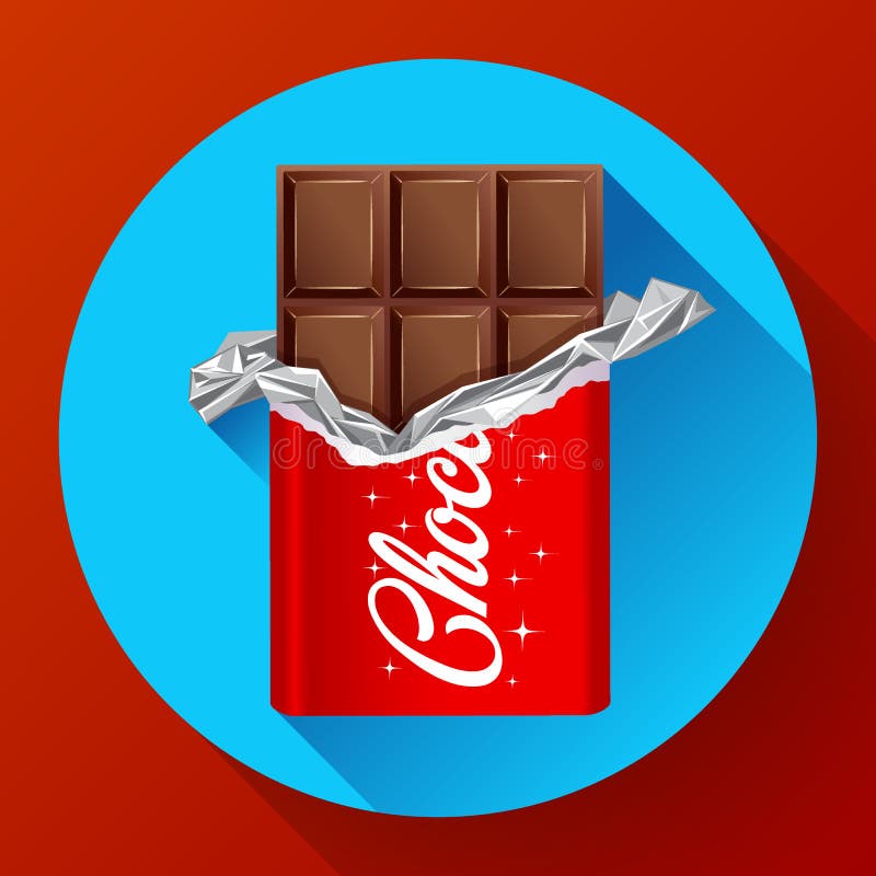 Chocolate Bar in Opened Red Wrapped. Chocolate Icon Stock Vector ...
